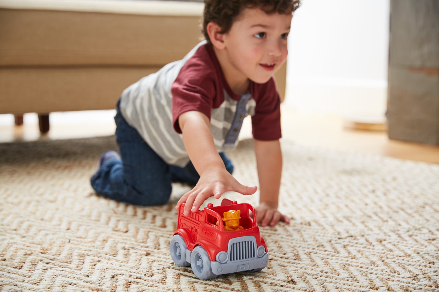 Green Toys Fire Engine, Red - Pretend Play, Motor Skills, Kids Toy Vehicle. No BPA, phthalates, PVC. Dishwasher Safe, Recycled Plastic, Made in USA.