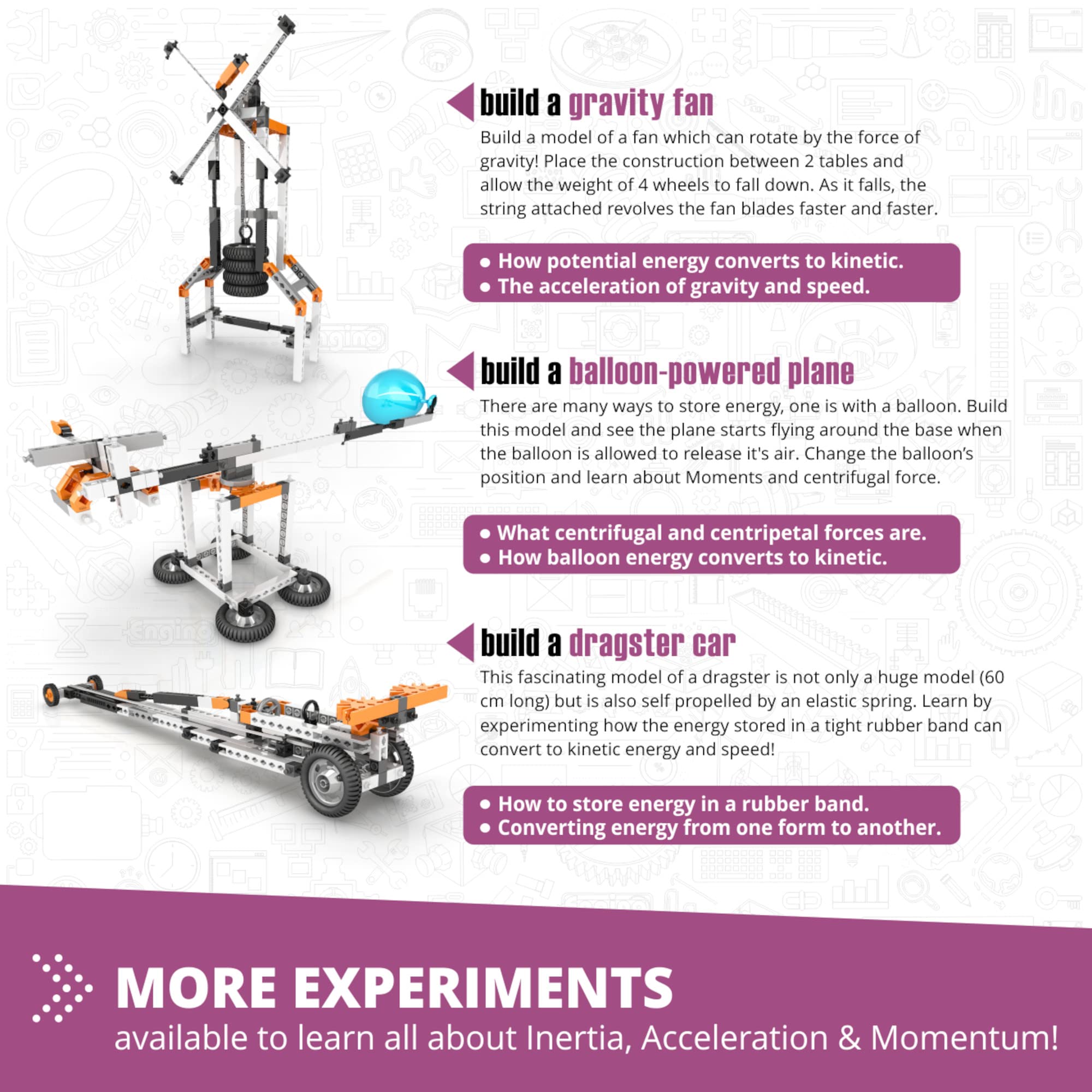 Engino- STEM Toys, Construction Toys for Kids 9+, Newton's Laws Inertia, Kinetic & Potential Energy, Educational Toys, STEM Kits, Gifts for Boys & Girls (8 Model Options)