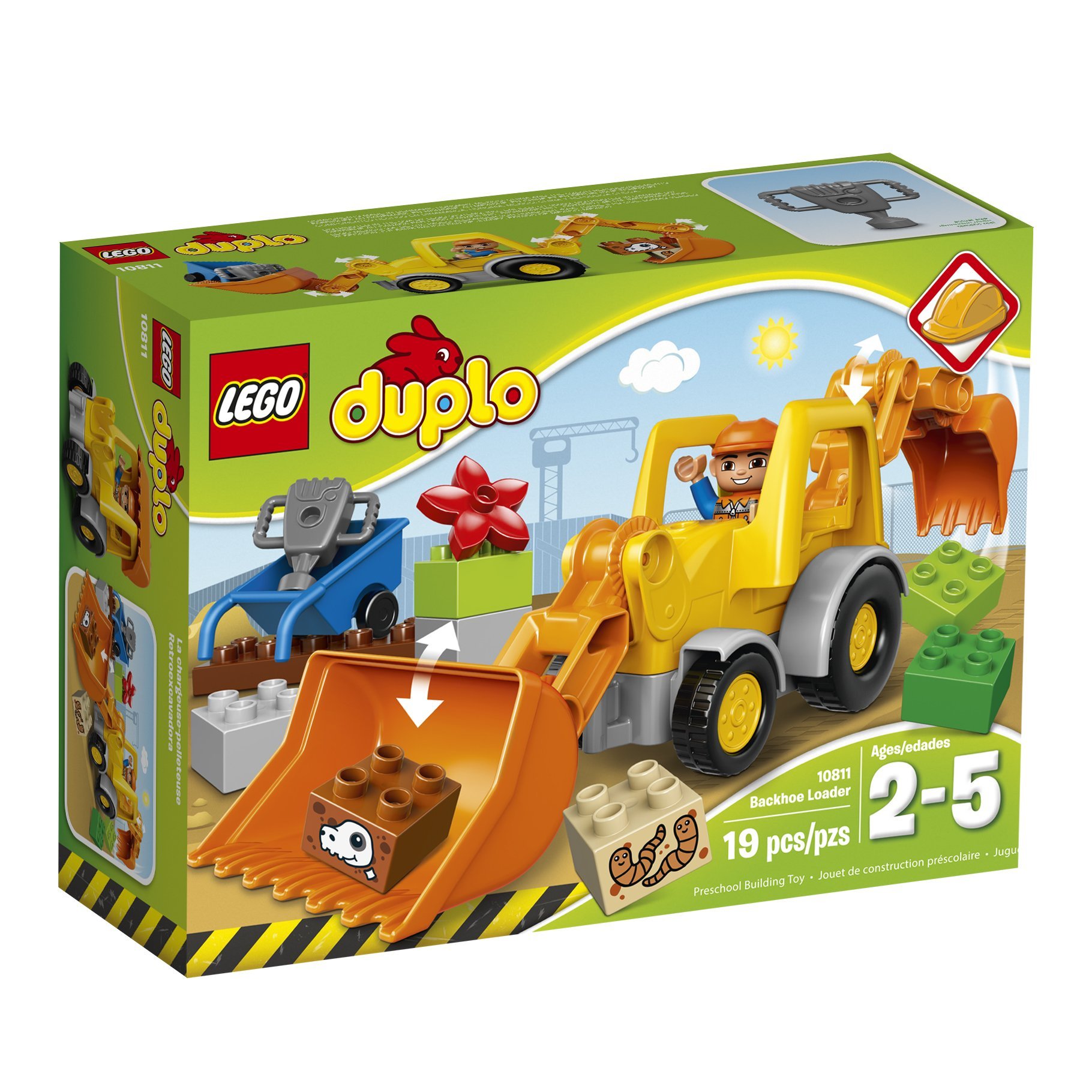 LEGO DUPLO Town Backhoe Loader 10811, Preschool, Pre-Kindergarten Large Building Block Toys for Toddlers