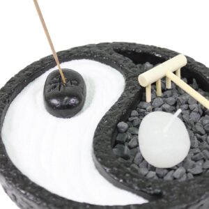 Tabletop Taiji Yin Yang Zen Garden Sand Rock Candle Incense Burner Gifr & Home Decor