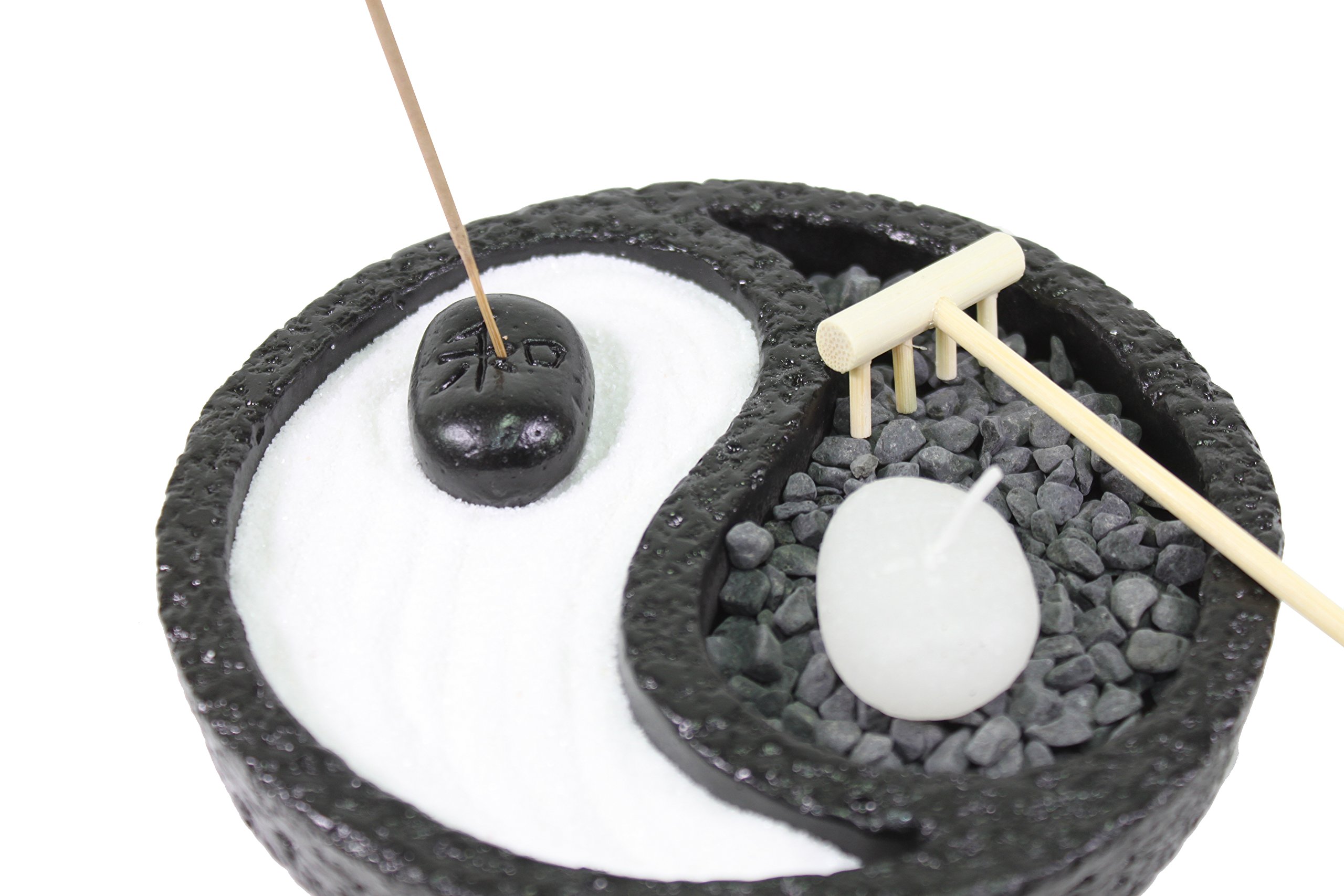 Tabletop Taiji Yin Yang Zen Garden Sand Rock Candle Incense Burner Gifr & Home Decor