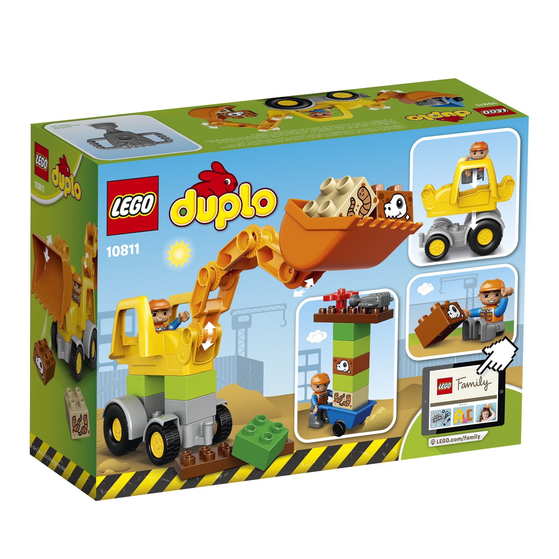 LEGO DUPLO Town Backhoe Loader 10811, Preschool, Pre-Kindergarten Large Building Block Toys for Toddlers