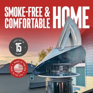 chimcare chimney cap - wind directional chimney cap, wind-driven chimney cover, round stainless steel chimney cap, for non-air cooled chimneys, easy to install, usa-made, 6 inches round 6” round 6” round 6”