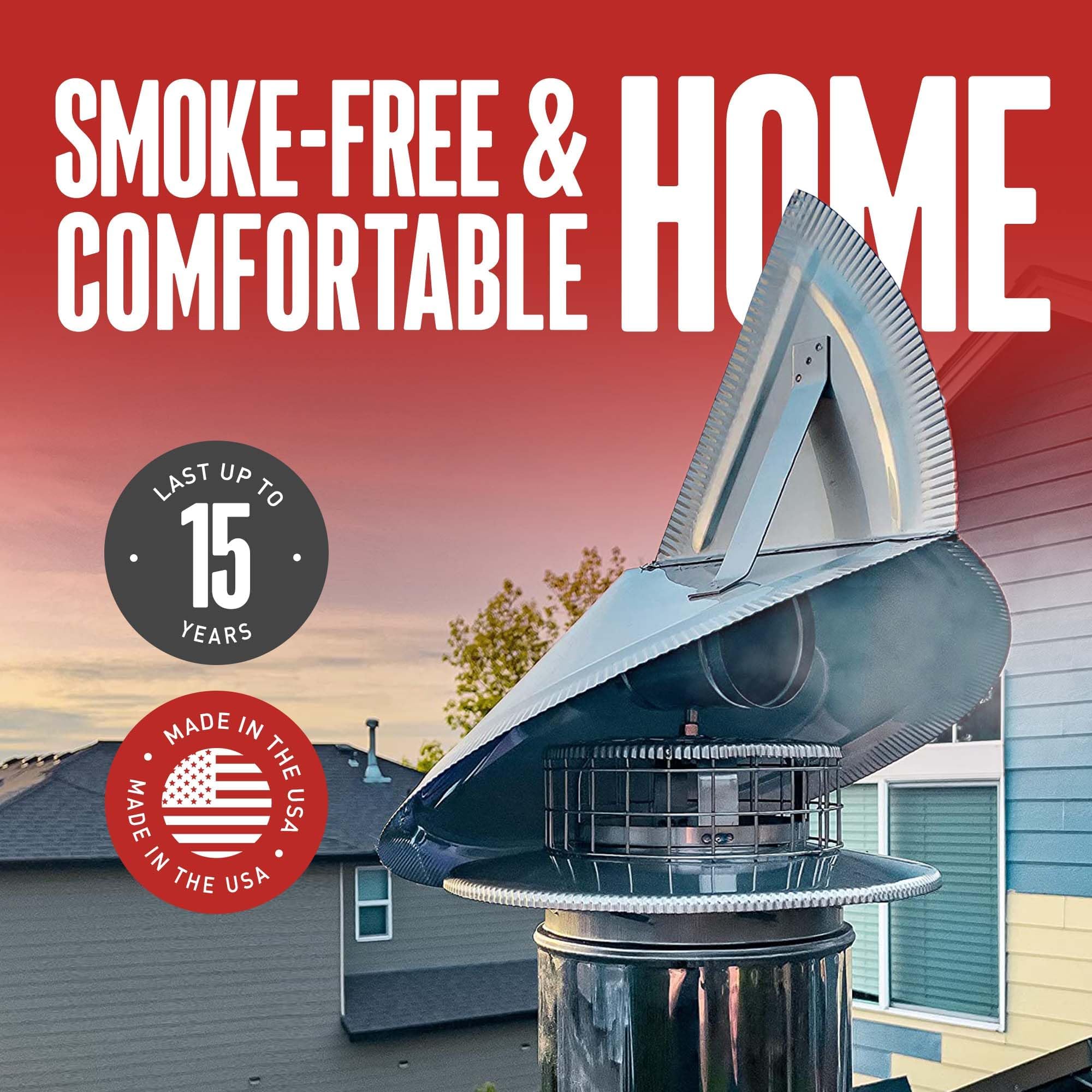 Chimcare Chimney Cap - Wind Directional Chimney Cap, Wind-Driven Chimney Cover, Round Stainless Steel Chimney Cap, for Non-Air Cooled Chimneys, Easy to Install, USA-Made, 6 inches Round 6” Round 6” Round 6”