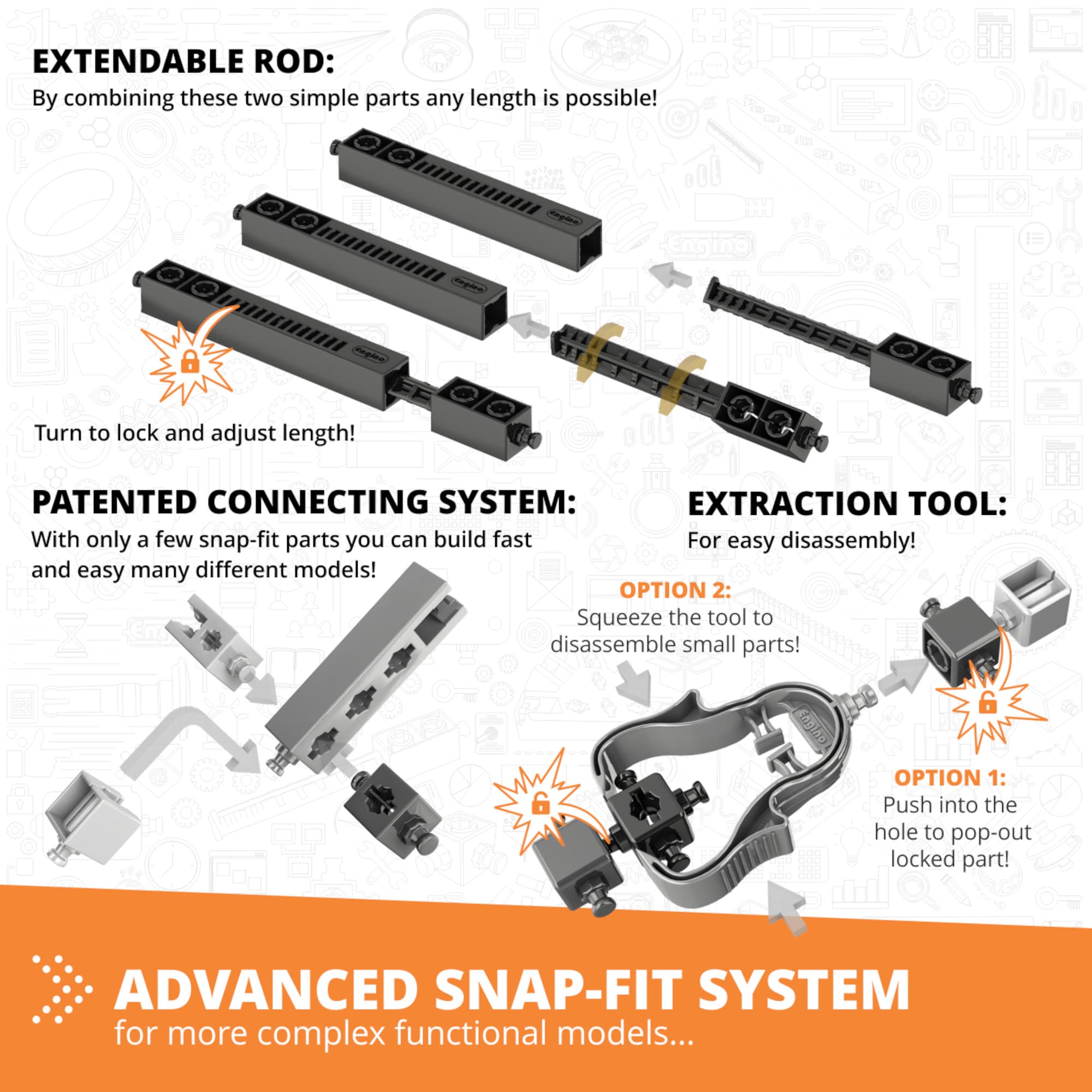 Engino- STEM Toys, Mechanics Cams & Cranks, Construction Toys for Kids 9+, Fun Educational Toys, Gifts for Boys & Girls (8 Model Options), STEM Building Toys