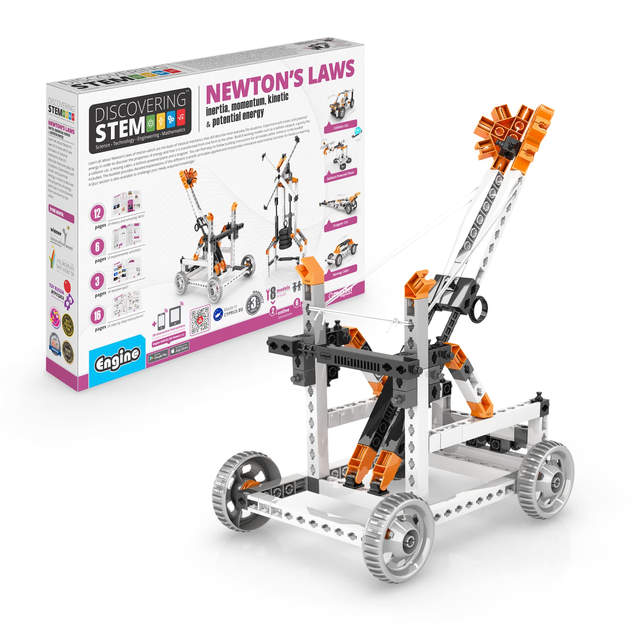 Engino- STEM Toys, Construction Toys for Kids 9+, Newton's Laws Inertia, Kinetic & Potential Energy, Educational Toys, STEM Kits, Gifts for Boys & Girls (8 Model Options)