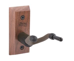 string swing hardwood home & studio violin hanger wall mount - for small violins and violas - black walnut