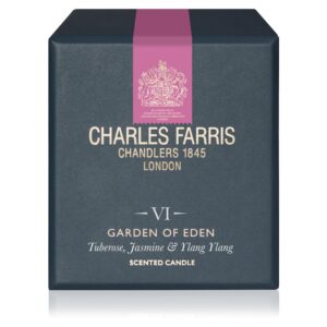 Charles Farris Luxury Scented Candle - Tuberose, Jasmine & Ylang Ylang - 50+ Hours Burn Time - Artisan Hand-Finished Glass Jar, Made in England (Garden of Eden)