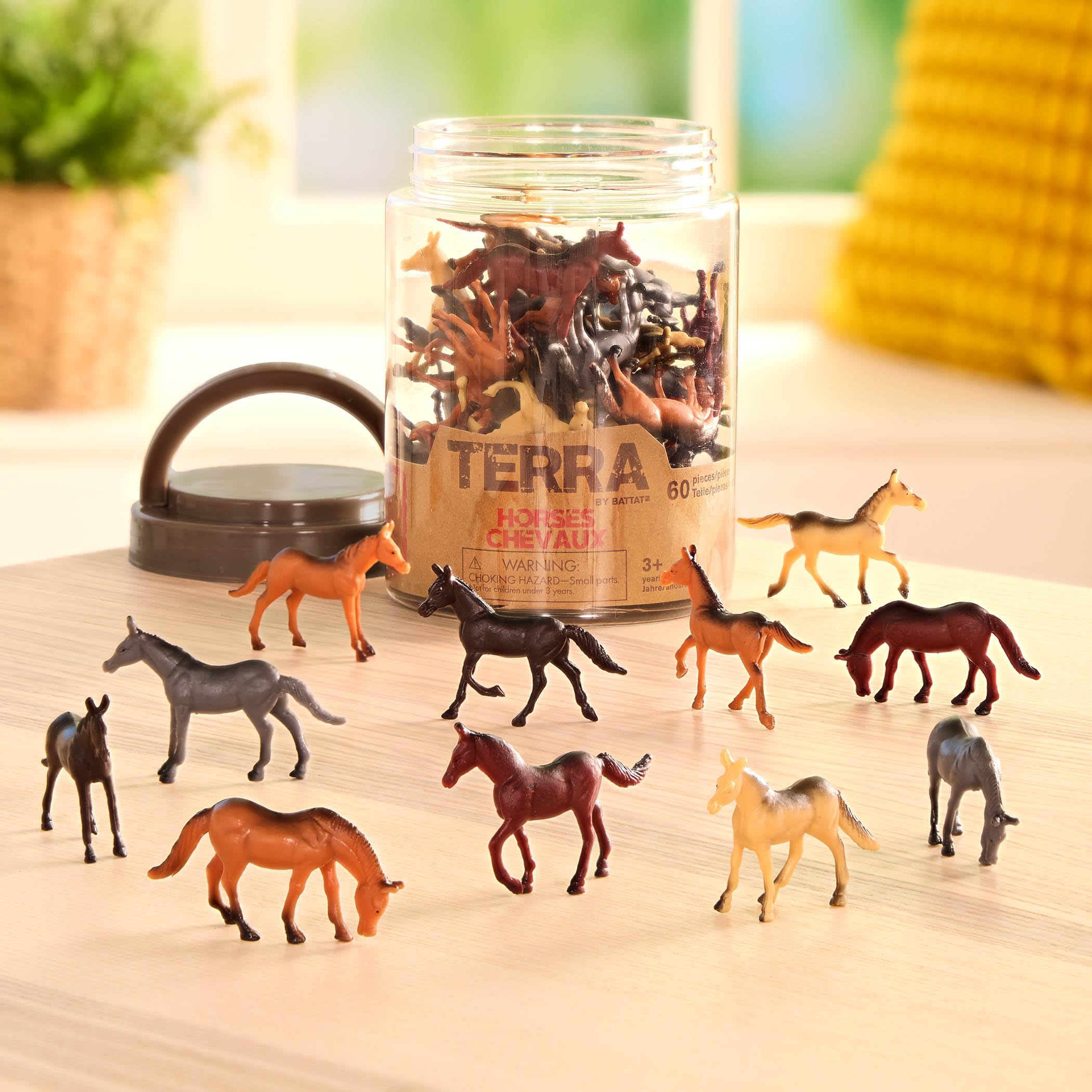 Terra by Battat – 60 Pcs Wild Horses Tube – Miniature Horse Toys – Plastic Animal Toys – Mini Animal Figurines for Kids and Toddlers 3 Year Old or More