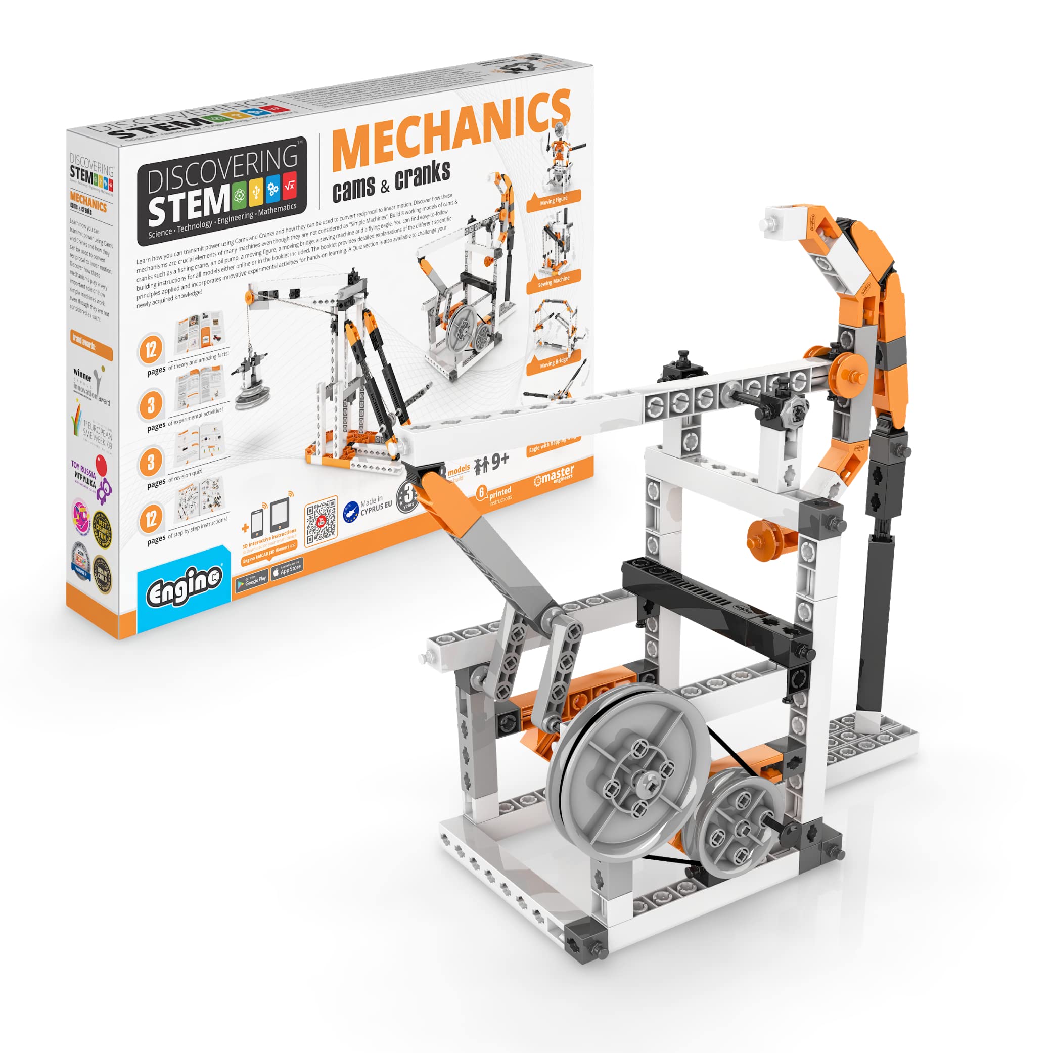 Engino- STEM Toys, Mechanics Cams & Cranks, Construction Toys for Kids 9+, Fun Educational Toys, Gifts for Boys & Girls (8 Model Options), STEM Building Toys