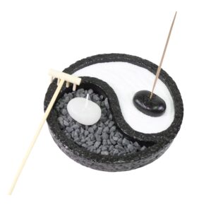 tabletop taiji yin yang zen garden sand rock candle incense burner gifr & home decor