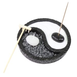 Tabletop Taiji Yin Yang Zen Garden Sand Rock Candle Incense Burner Gifr & Home Decor