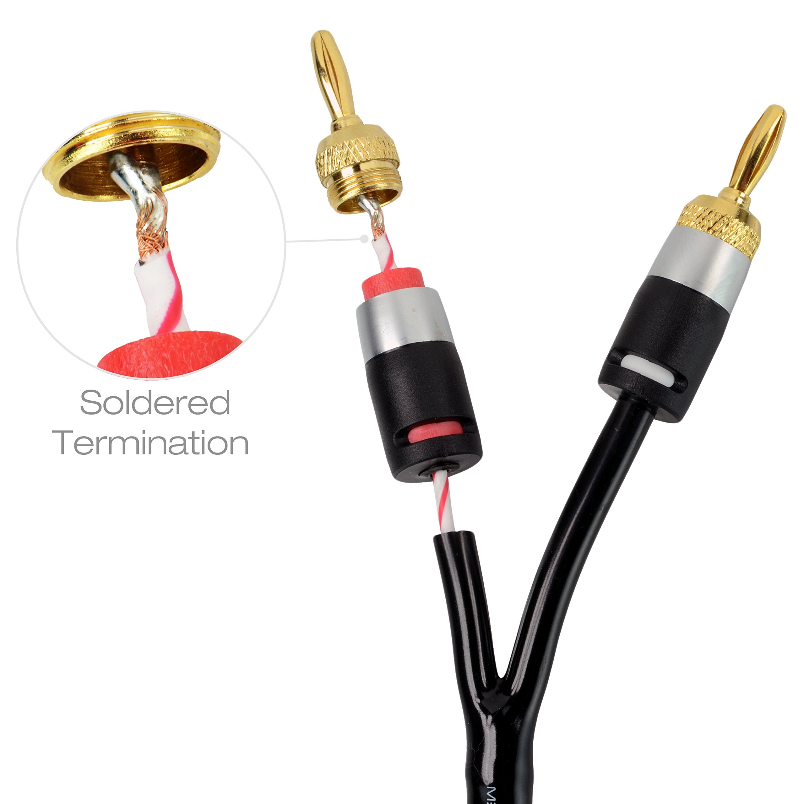 Mediabridge 12AWG Ultra Series Speaker Cable - Gold Plated Banana Tips (18 FT) - CL2 99.9% Oxygen Free - Black (SWT-12B-18B)