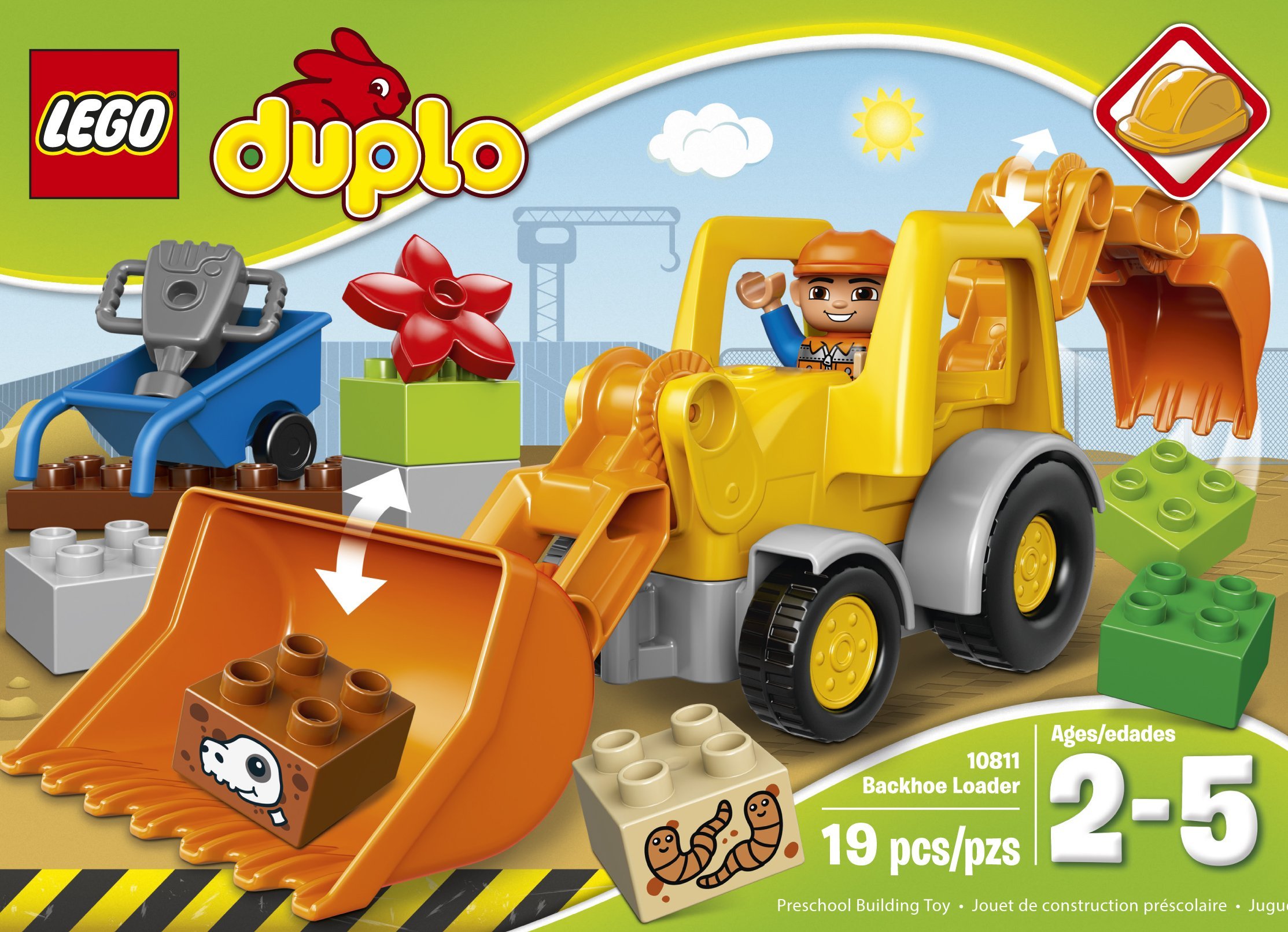 LEGO DUPLO Town Backhoe Loader 10811, Preschool, Pre-Kindergarten Large Building Block Toys for Toddlers