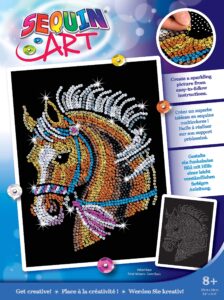 sequin art blue horse, sparkling arts and crafts kit; creative crafts for adults and kids