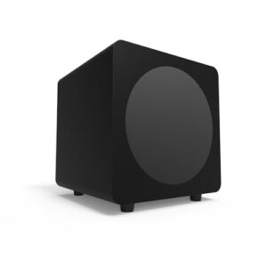 kanto sub8 powered subwoofer – 8” paper cone driver — powerful bass extension – matte black