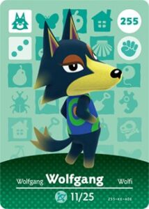 wolfgang - nintendo animal crossing happy home designer amiibo card - 255