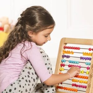 B. toys- Wooden Abacus Toy- Education Toy- Classic Wooden Math Game Toy for Early Childhood Education & Development with 100 Fruit Beads- Two-ty Fruity! -18 months +