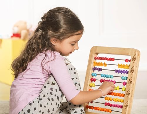 B. toys- Wooden Abacus Toy- Education Toy- Classic Wooden Math Game Toy for Early Childhood Education & Development with 100 Fruit Beads- Two-ty Fruity! -18 months +