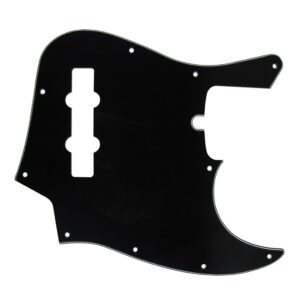 IKN Jazz Bass Pickguard 10 Hole Guitar Pickguard for 4 Strings USA/Mexican Standard Jazz Bass Modern Style, 3Ply Black