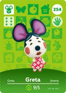 greta - nintendo animal crossing happy home designer amiibo card - 254