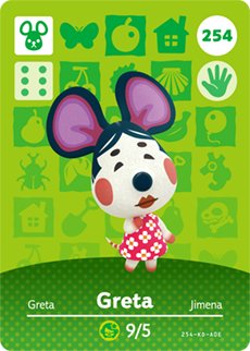 Greta - Nintendo Animal Crossing Happy Home Designer Amiibo Card - 254