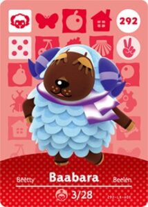 baabara - nintendo animal crossing happy home designer amiibo card - 292