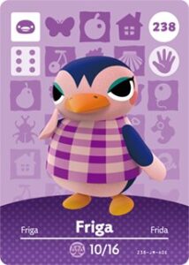 friga - nintendo animal crossing happy home designer amiibo card - 238