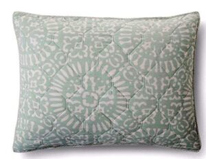 threshold tile medallion standard quilt sham 26x20" light green/white