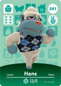 hans - nintendo animal crossing happy home designer amiibo card - 241