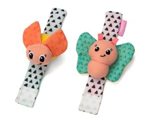 infantino baby wrist rattles, butterfly and lady bug-themed, 1-piece set for babies 0m+