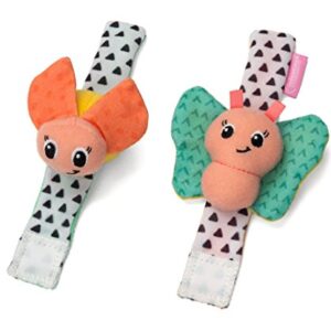 Infantino Baby Wrist Rattles, Butterfly and Lady Bug-Themed, 1-Piece Set for Babies 0M+