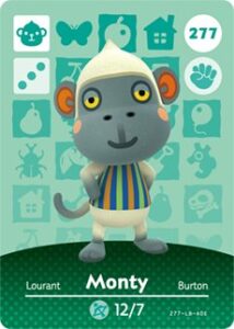 monty - nintendo animal crossing happy home designer amiibo card - 277