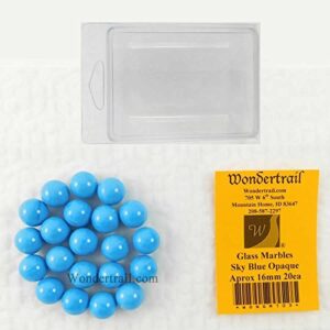 wondertrail sky blue opaque 16mm glass marbles pack of 20 wongm103