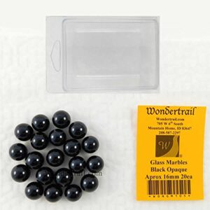 wondertrail black opaque 16mm glass marbles pack of 20 wongm105