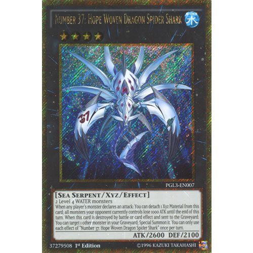 Deckboosters YuGiOh : PGL3-EN007 1st Ed Number 37: Hope Woven Dragon Spider Shark Gold Secret Rare Card - ( Premium Gold 3)