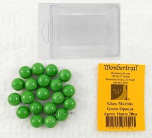 wondertrail green opaque 16mm glass marbles pack of 20 wongm102