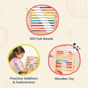 B. toys- Wooden Abacus Toy- Education Toy- Classic Wooden Math Game Toy for Early Childhood Education & Development with 100 Fruit Beads- Two-ty Fruity! -18 months +