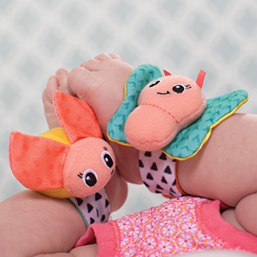 Infantino Baby Wrist Rattles, Butterfly and Lady Bug-Themed, 1-Piece Set for Babies 0M+