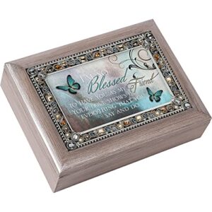 cottage garden blessed to have you as friend brushed pewter jeweled music box plays wonderful world