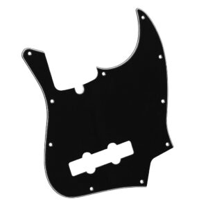 IKN Jazz Bass Pickguard 10 Hole Guitar Pickguard for 4 Strings USA/Mexican Standard Jazz Bass Modern Style, 3Ply Black