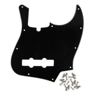 ikn jazz bass pickguard 10 hole guitar pickguard for 4 strings usa/mexican standard jazz bass modern style, 3ply black