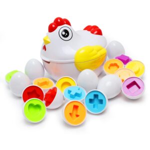 通用 12 pack matching eggs educational color & shape recognition skills study toys for easter eggs travel game early learning match egg set learning toy gift for toddler 1 2 3 year old