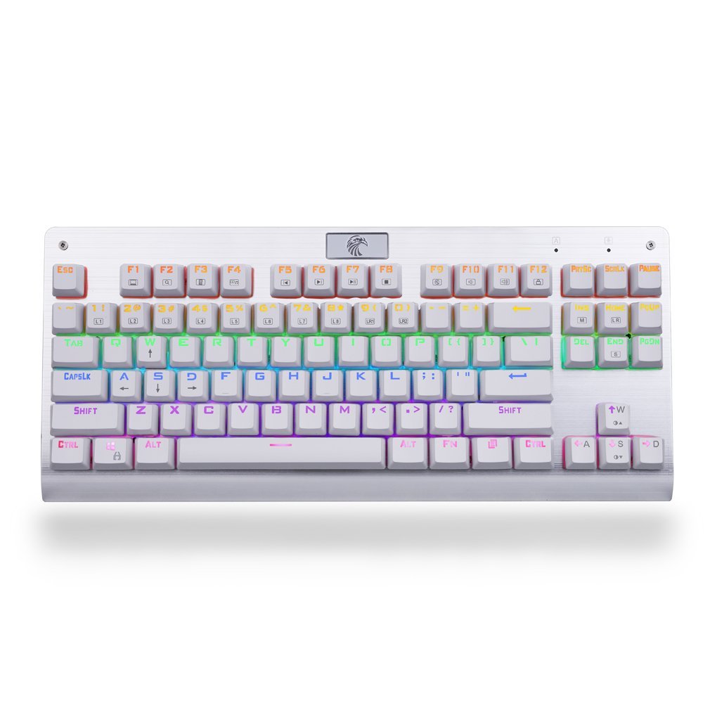 MechanicalEagle Z-77 75% Mechanical Keyboard | Aluminium Panel | Clicky Blue Switches | Rainbow LED Backlit | N-Key Rollover | 87-Key Tenkeyless | Hot Swappable |Spare Switches Included