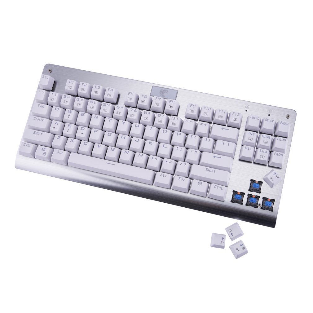 MechanicalEagle Z-77 75% Mechanical Keyboard | Aluminium Panel | Clicky Blue Switches | Rainbow LED Backlit | N-Key Rollover | 87-Key Tenkeyless | Hot Swappable |Spare Switches Included