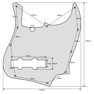 IKN Jazz Bass Pickguard 10 Hole Guitar Pickguard for 4 Strings USA/Mexican Standard Jazz Bass Modern Style, 3Ply Black