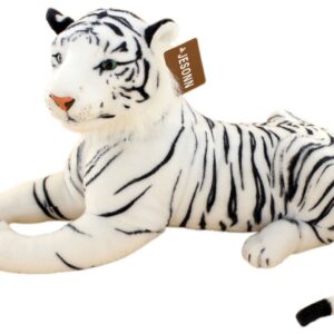 JESONN Realistic Stuffed Animals Tiger Toys Plush (White, 18.9 Inch)