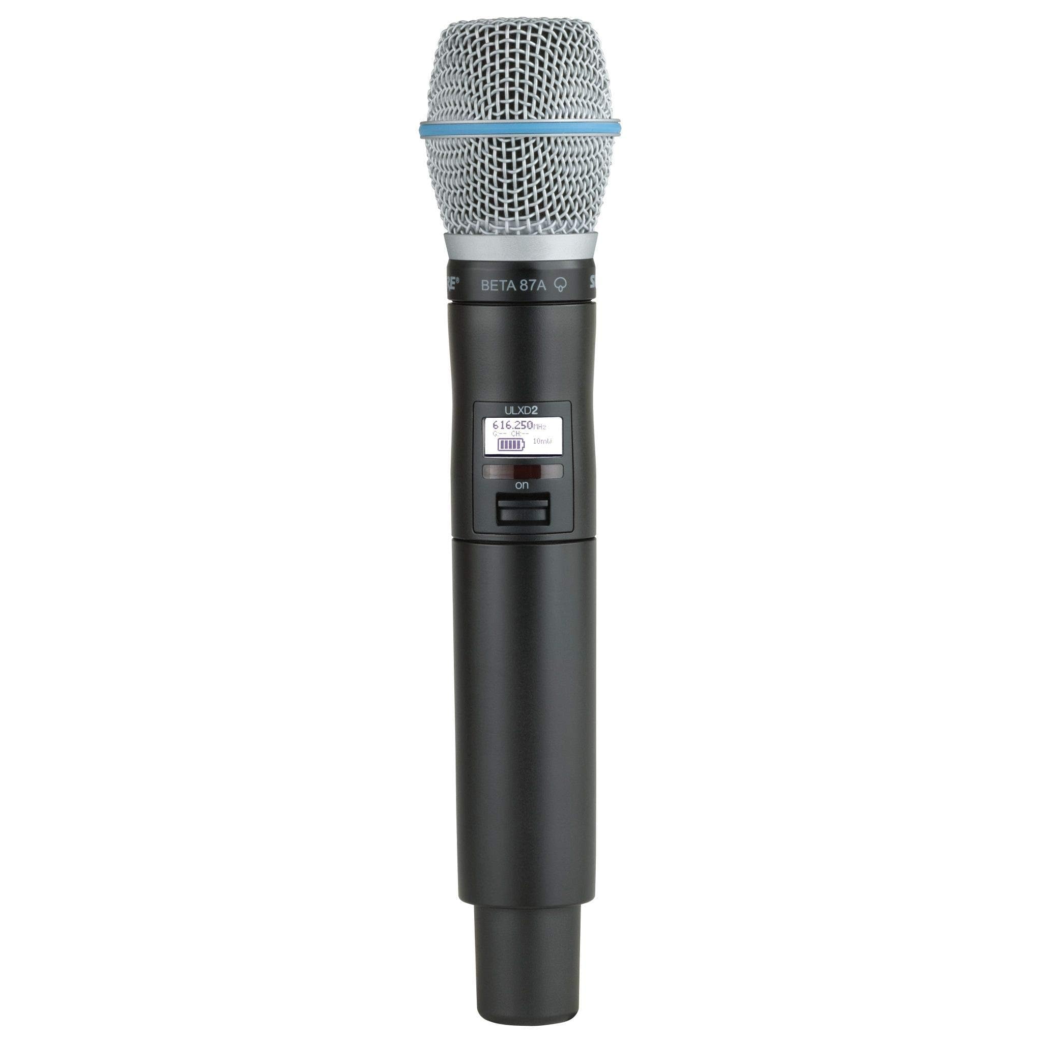 Shure ULXD2/B87A Handheld Transmitter with BETA 87A Vocal Mic Capsule - for use with ULX-D Digital Wireless Microphone Systems, Receiver Sold Separately | H50 Band (ULXD2/B87A=-H50)