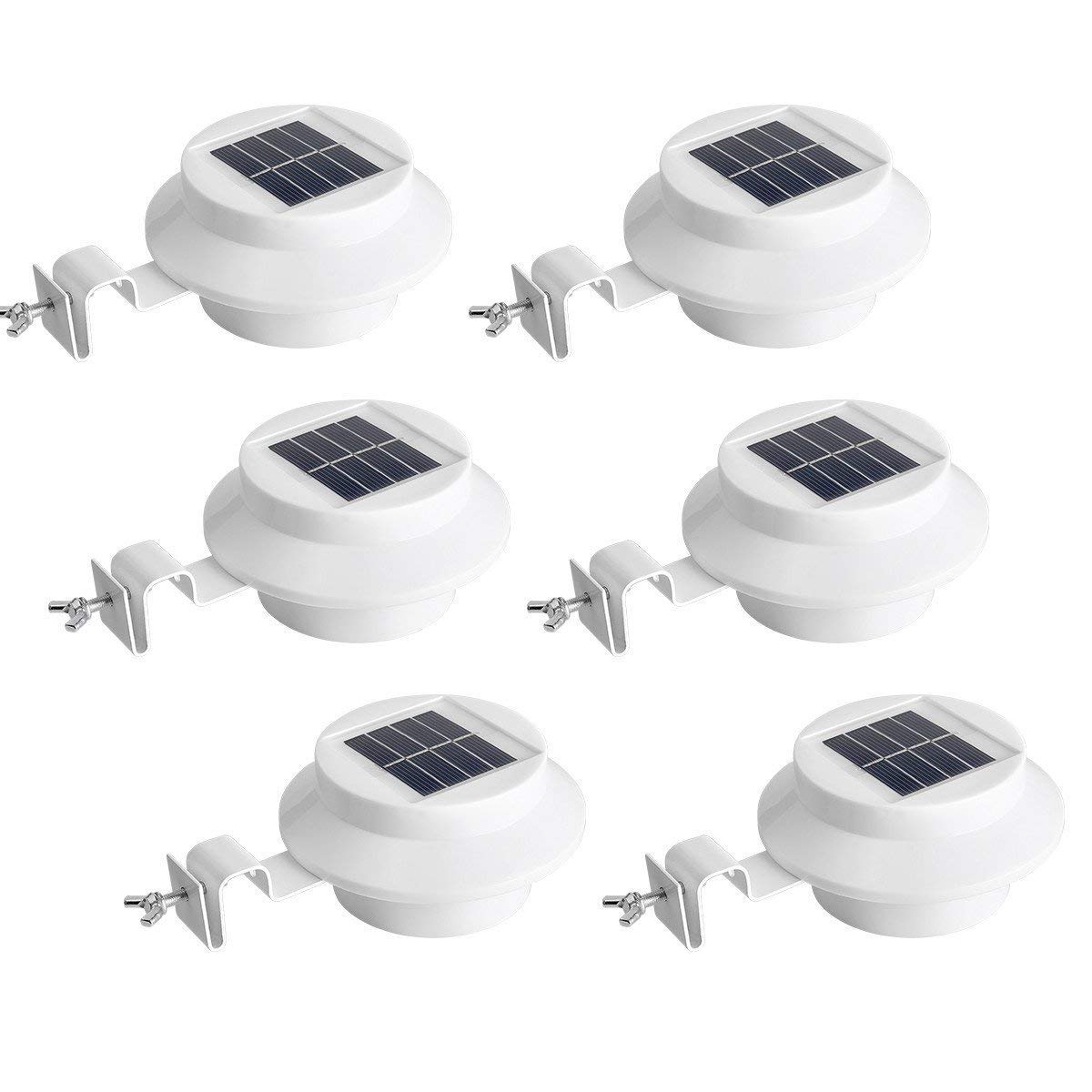 YINGHAO Solar Gutter Lights Outdoor Solar Deck Light for Wall Waterproof Garden Yard Decorative, Security Lighting for Fence Roof Eave, Dust to Dawn, Round Shape, 6 Pack White (Batteries are included)