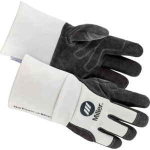 miller electric welding gloves, black/white, l, pr (271890)